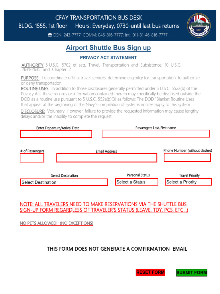 CFAY Airport Shuttle Sign-Up Guide | PDF