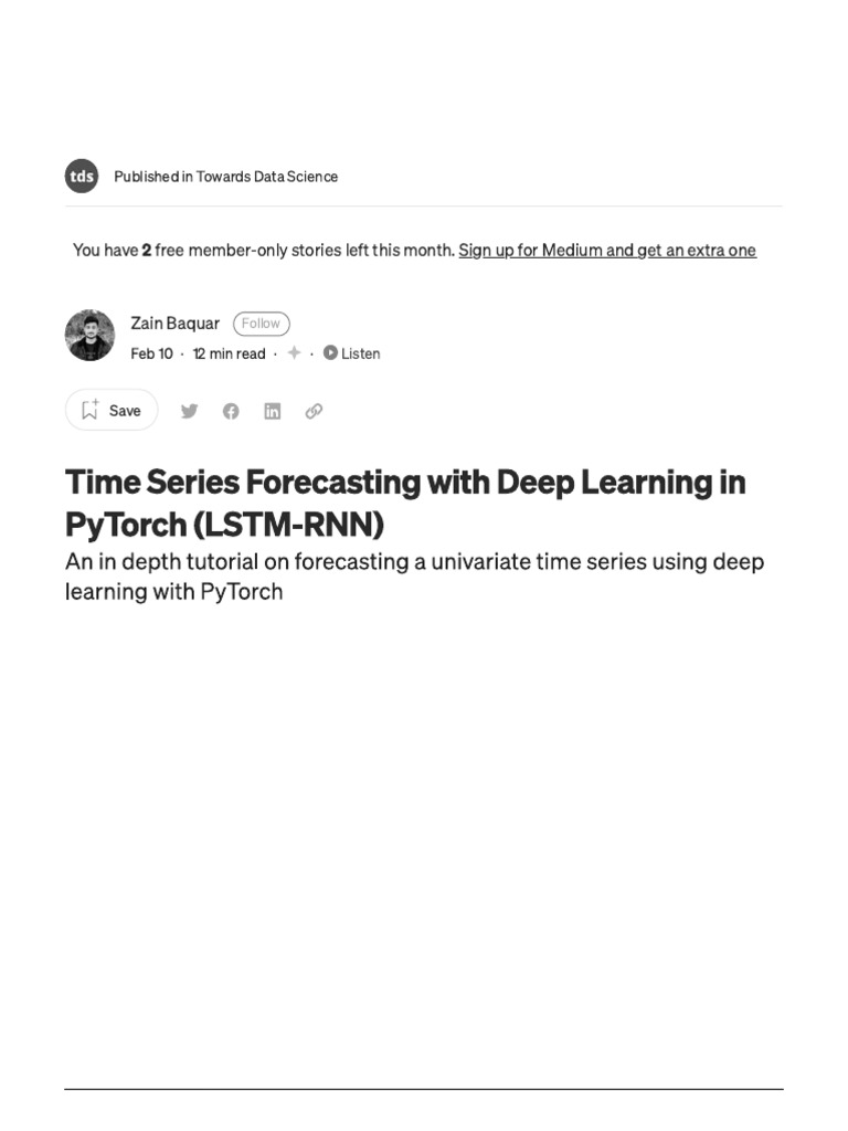 Medium Article Time Series Forecasting With Deep Learning | PDF