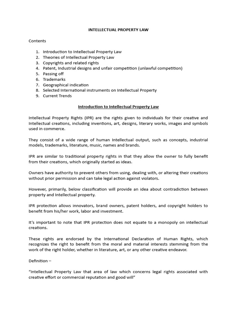 Intellectual Property Law Overview | PDF | Intellectual Property ...