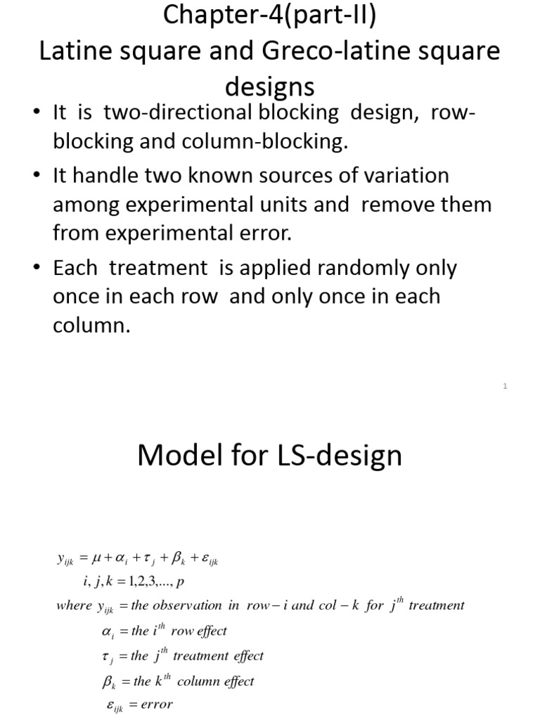 4IIChapter 4part II Latine Square Andgrecolatine Square Designs2012 ...