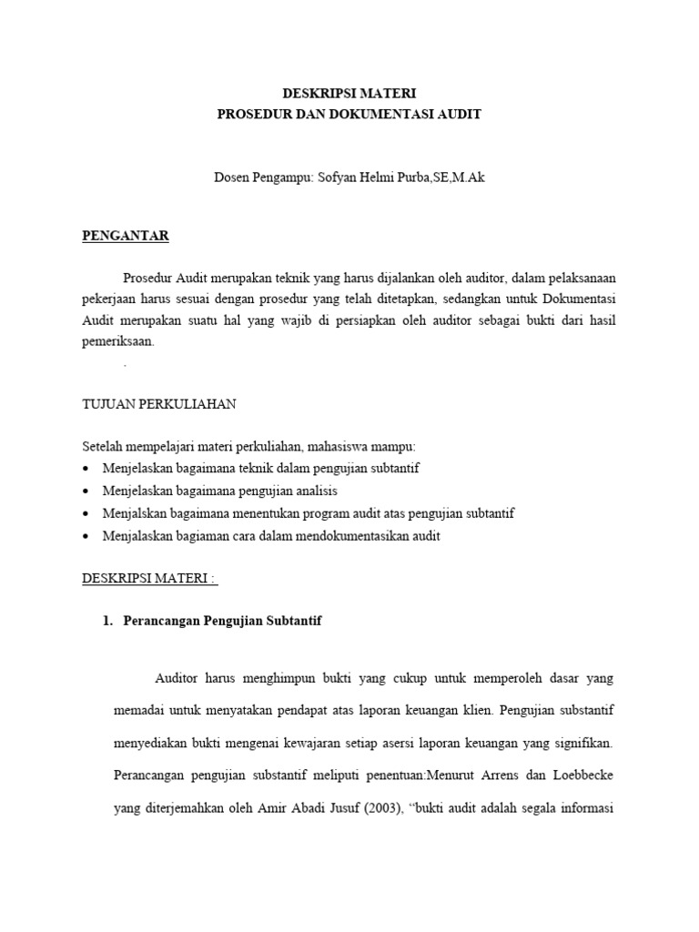 Prosedur dan Dokumentasi Audit | PDF