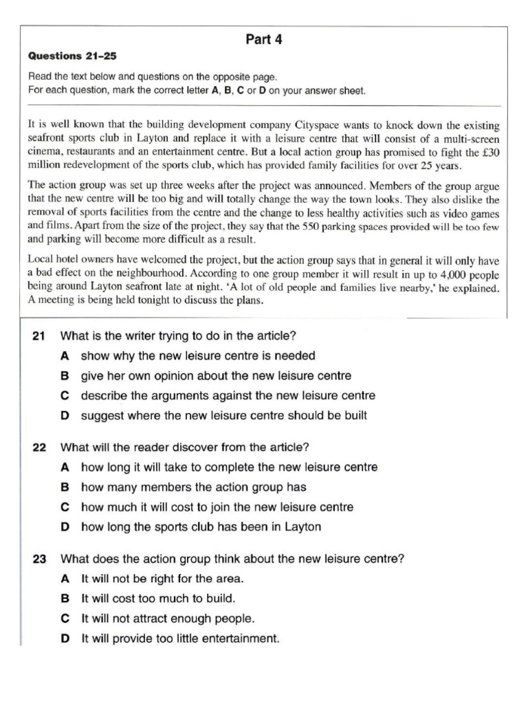 Reading Part 4 + Rewriting | PDF