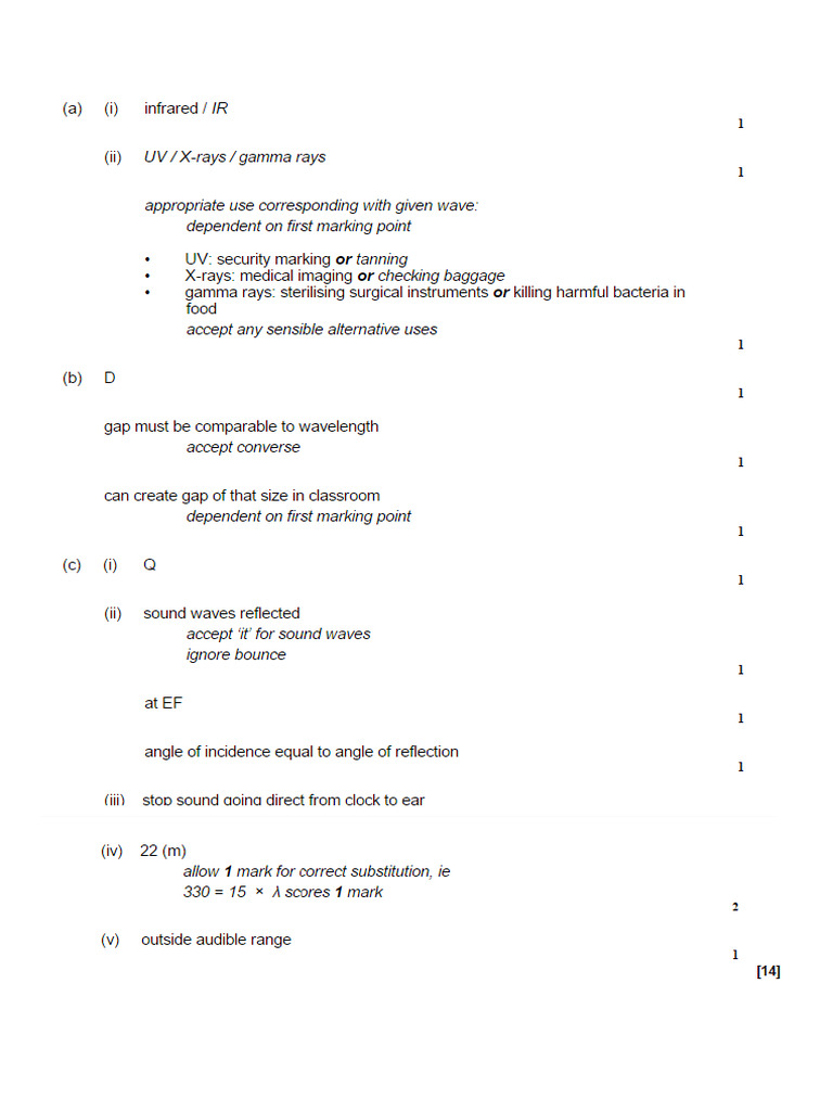 Section 20 Exam Question Mark Scheme | PDF
