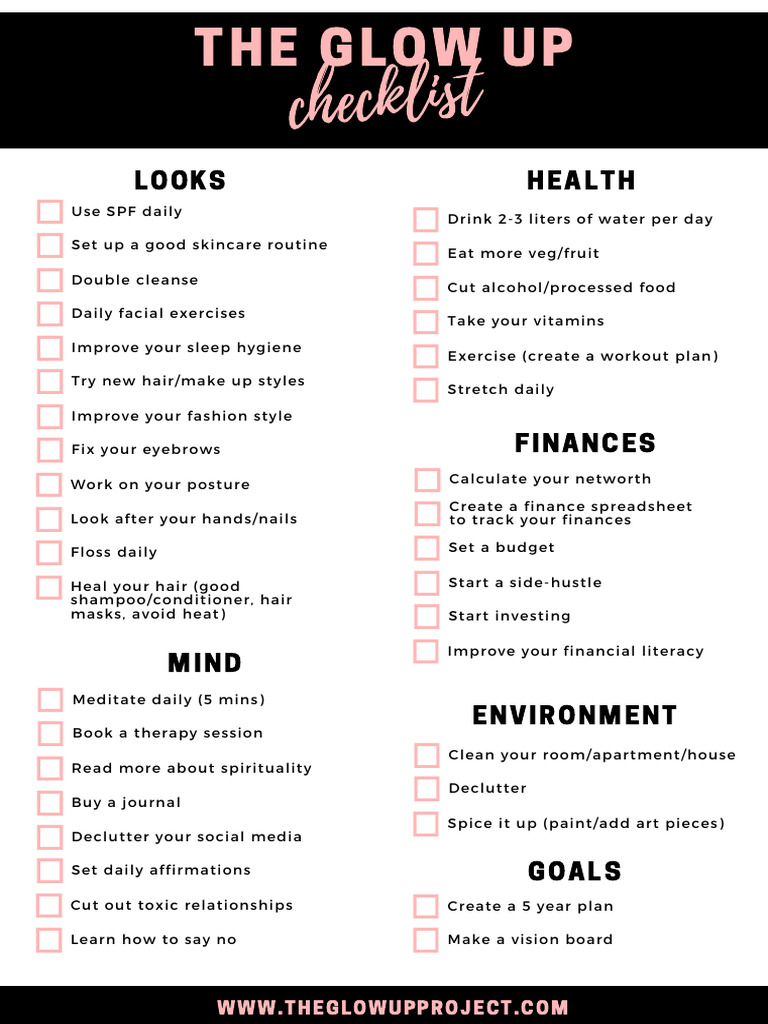 The Glow Up Checklist | PDF