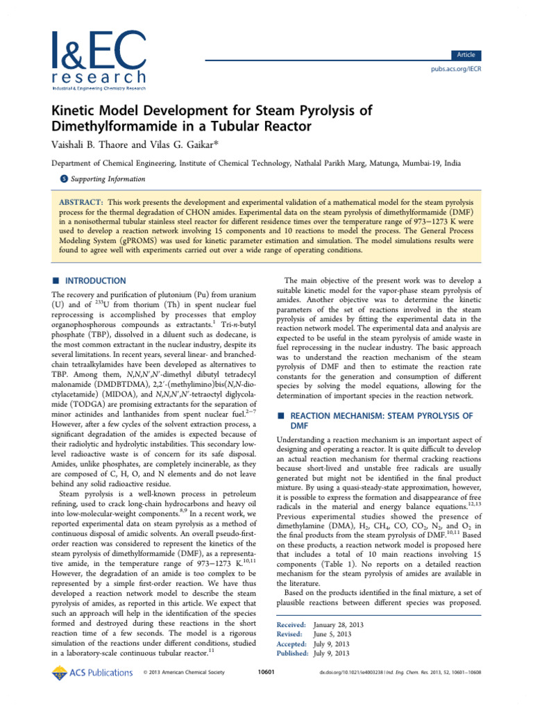 Kinetic Model Development For Steam Pyro | PDF | Methane | Chemical Reactions