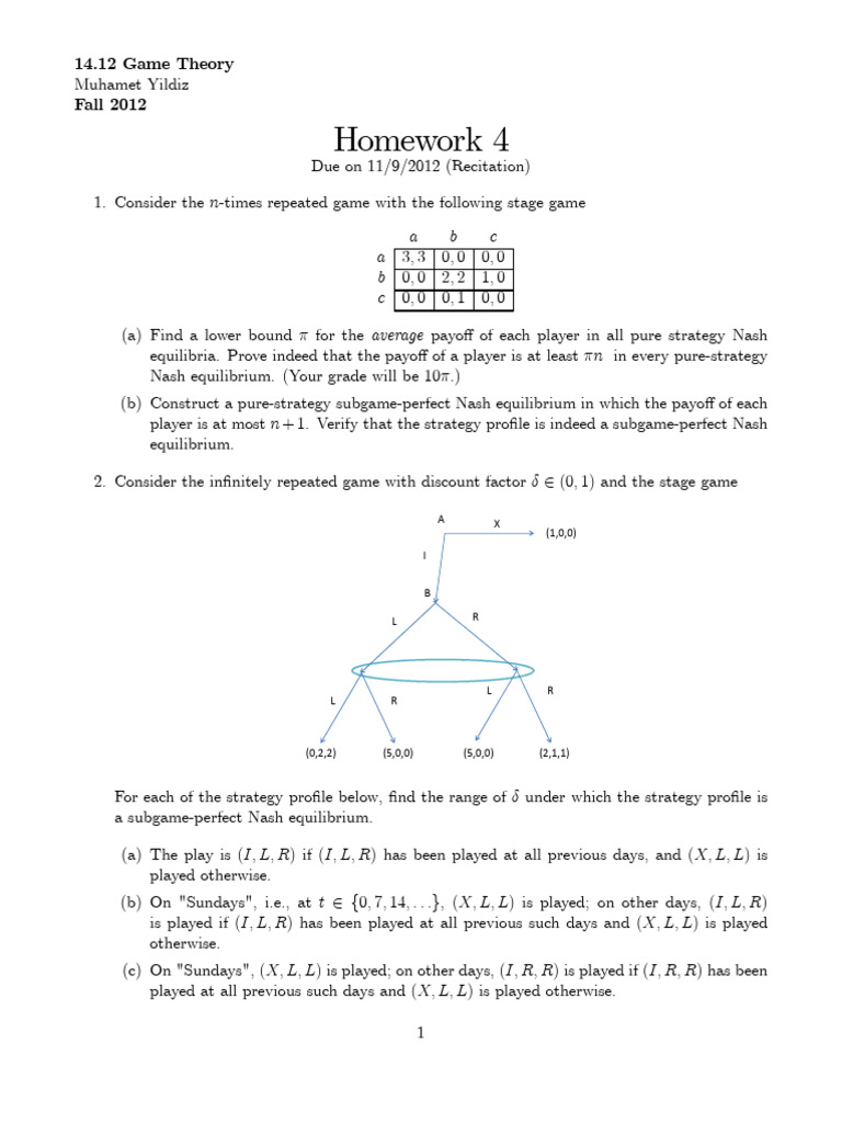 Pset 4 Pdf Economic Theories Game Theory