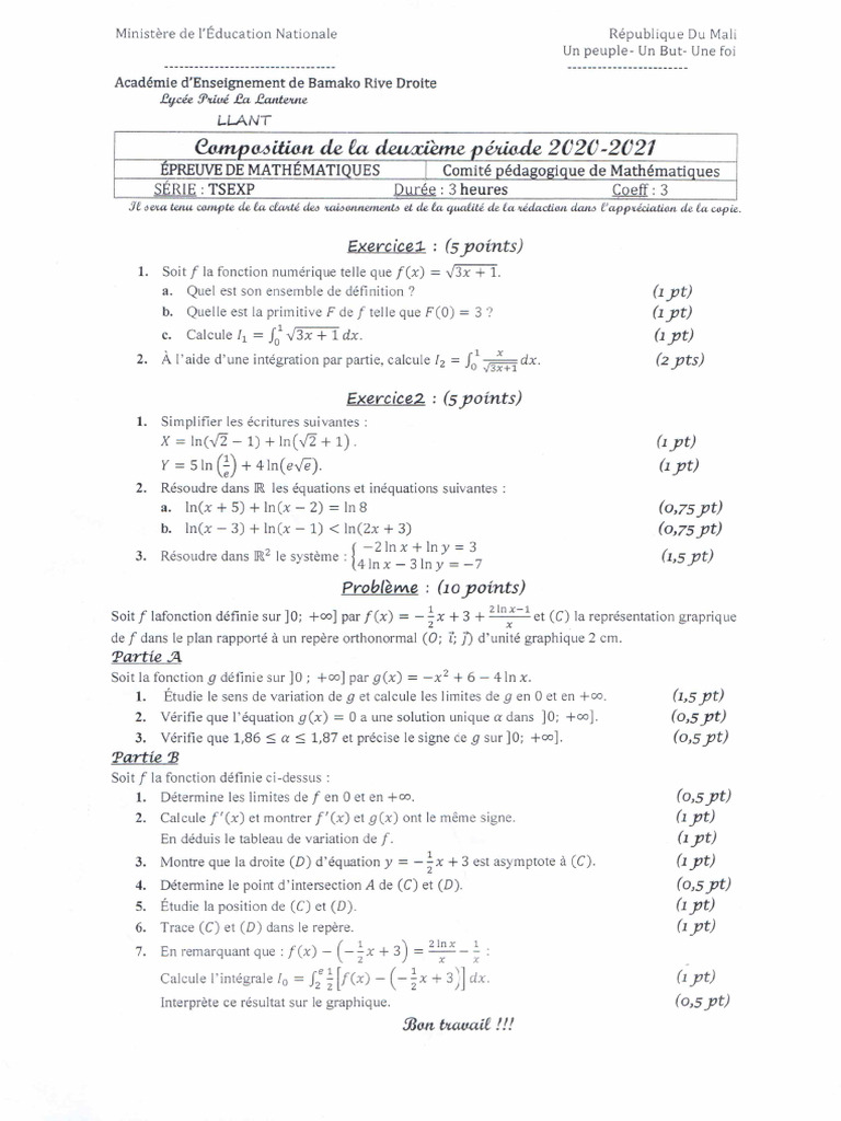 Compo Math TSexp q2 2021 Lanterne | PDF