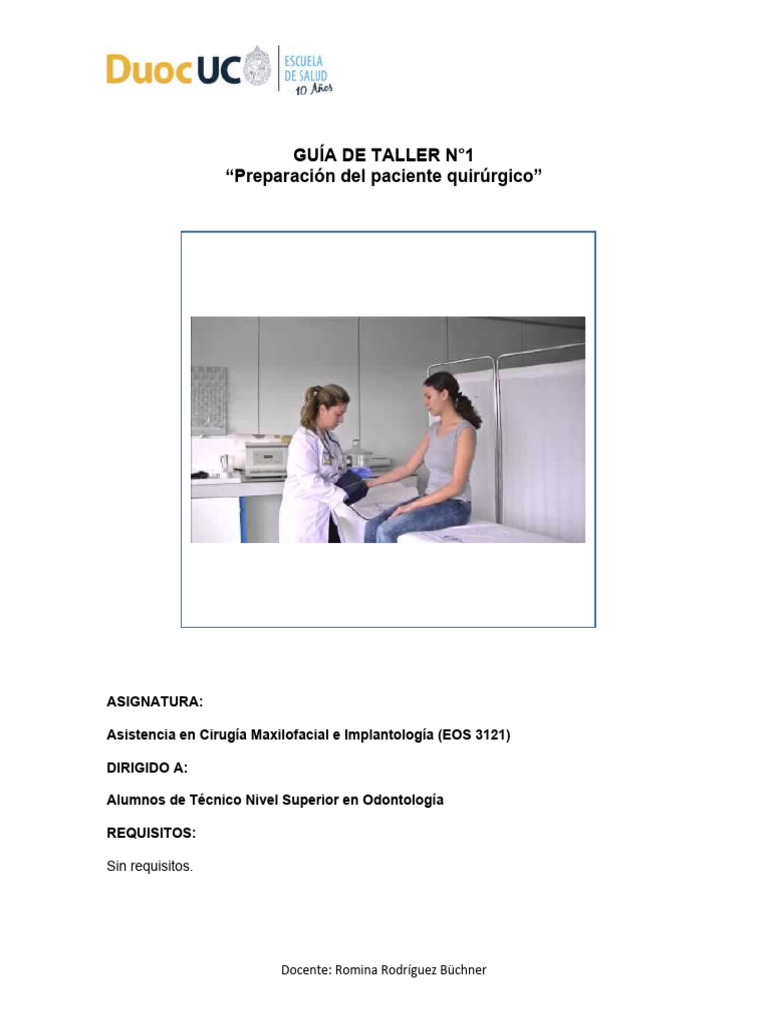 1.5.1 Guia Taller Preparacion Del Paciente Quirurgico | PDF | Presión ...