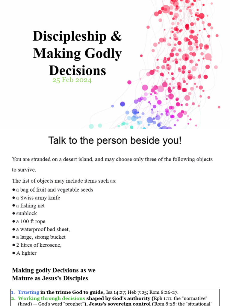 Godly Decision-Making in Discipleship | PDF | Paul The Apostle | Jesus