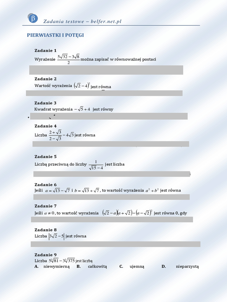 Potęgi I Pierwiastki 1 | PDF
