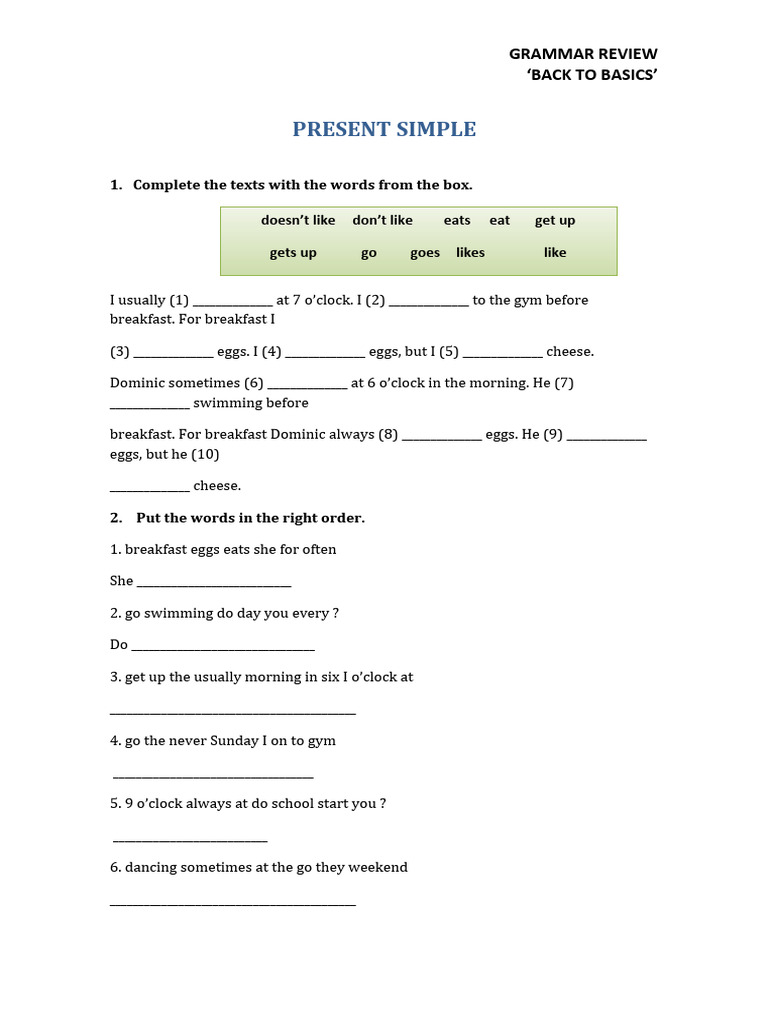 Present-Simple-Present-Continuous-Review - 32591 2 | PDF | English Grammar | Syntax