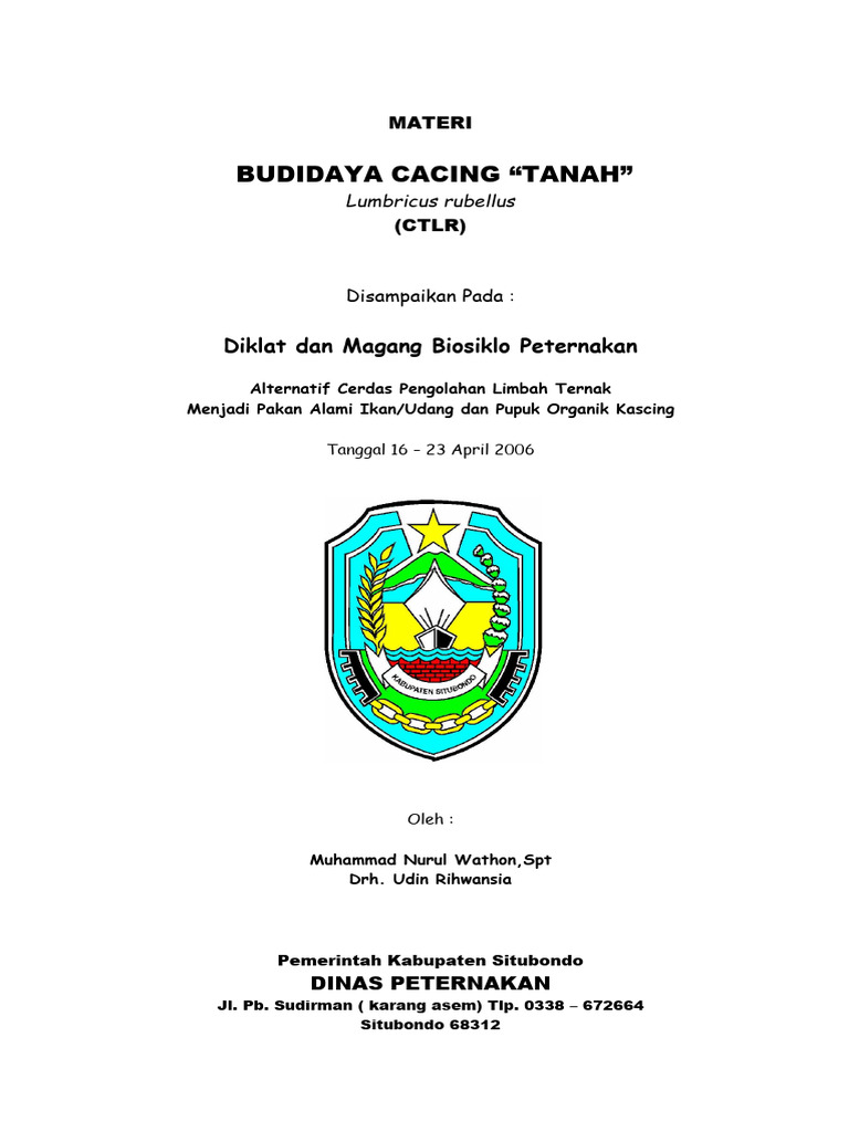 Budidaya Cacing Lumbricus Rubellus | PDF