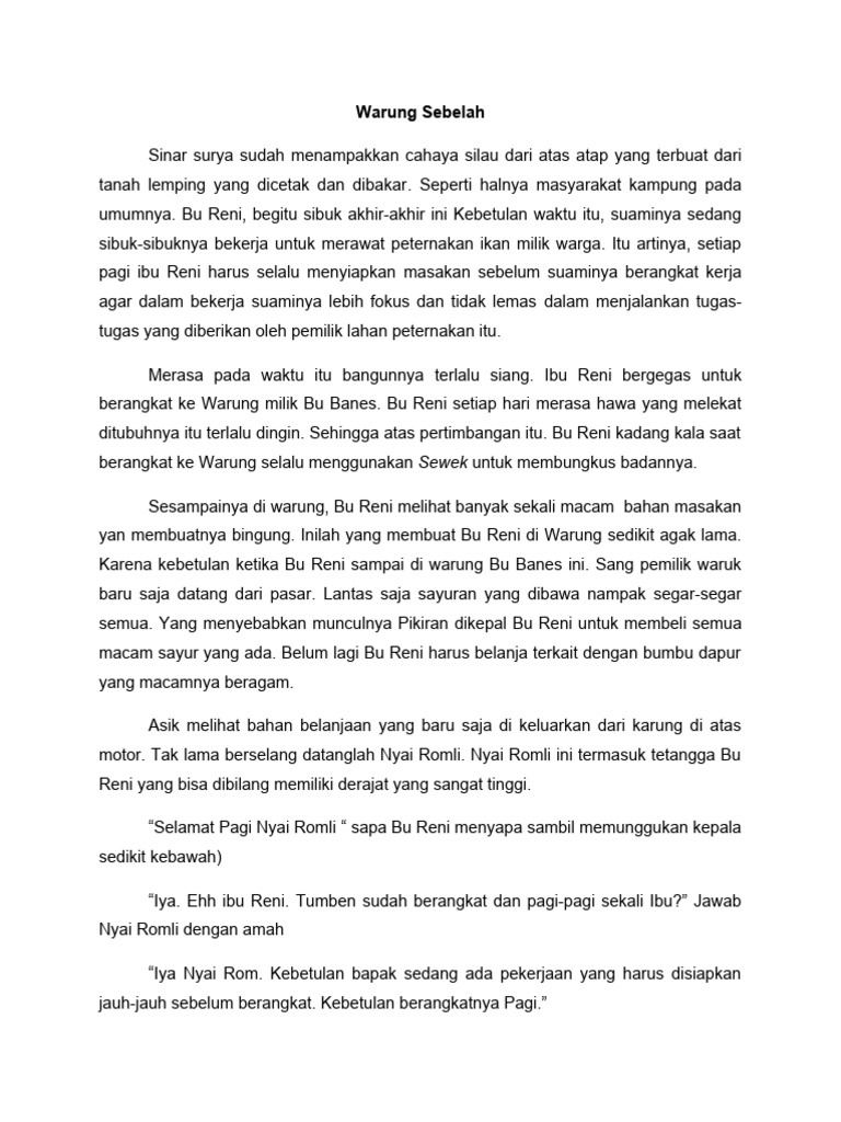 Belanja Pagi Bu Reni di Warung Banes | PDF