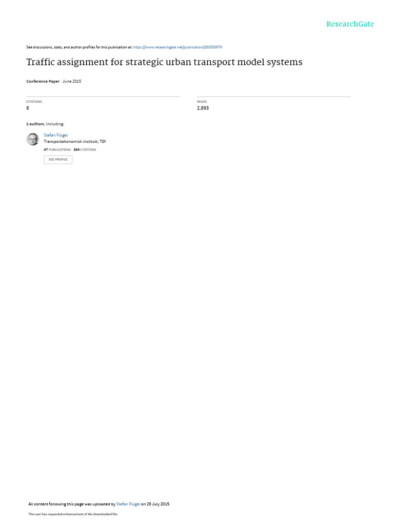 Traffic Assignment For Strategic Urban Transport Model Systems | PDF ...