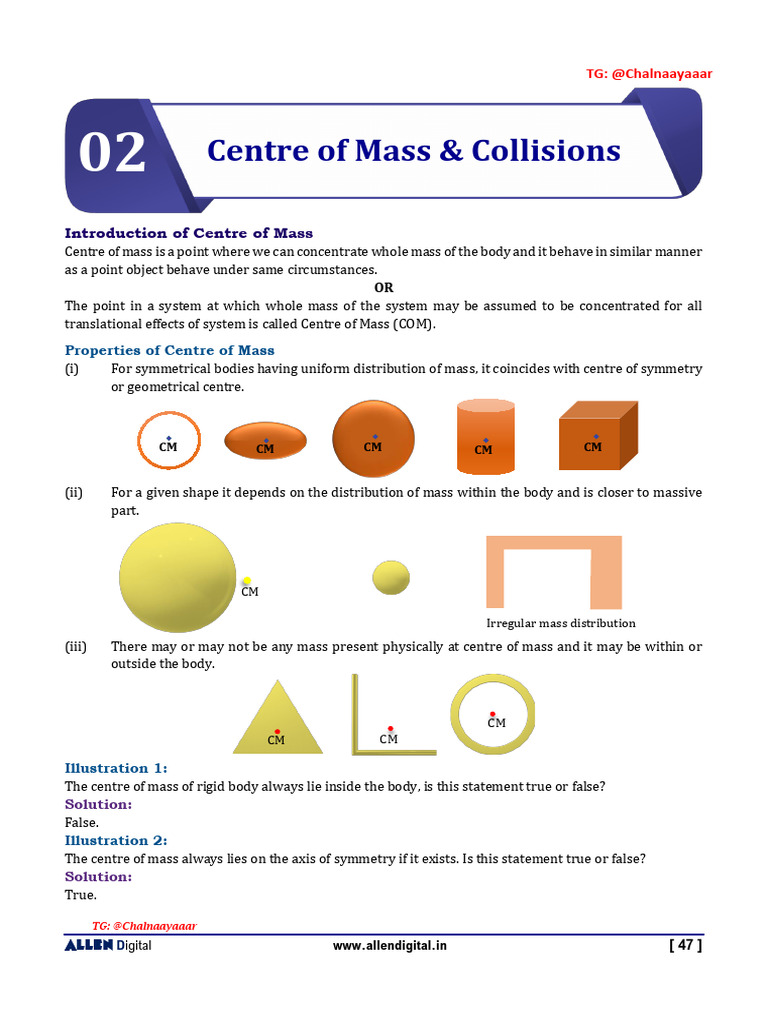 Centre of Mass & Collision | PDF