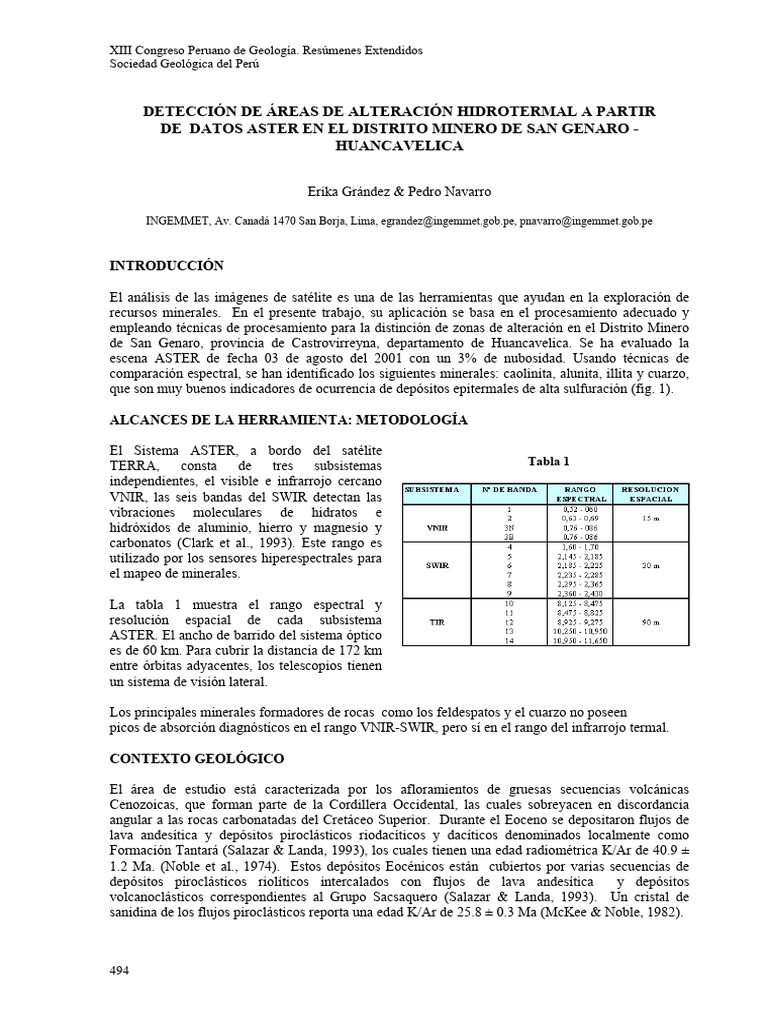 Grandez-Deteccion Areas Alteracion Hidrotermal | PDF