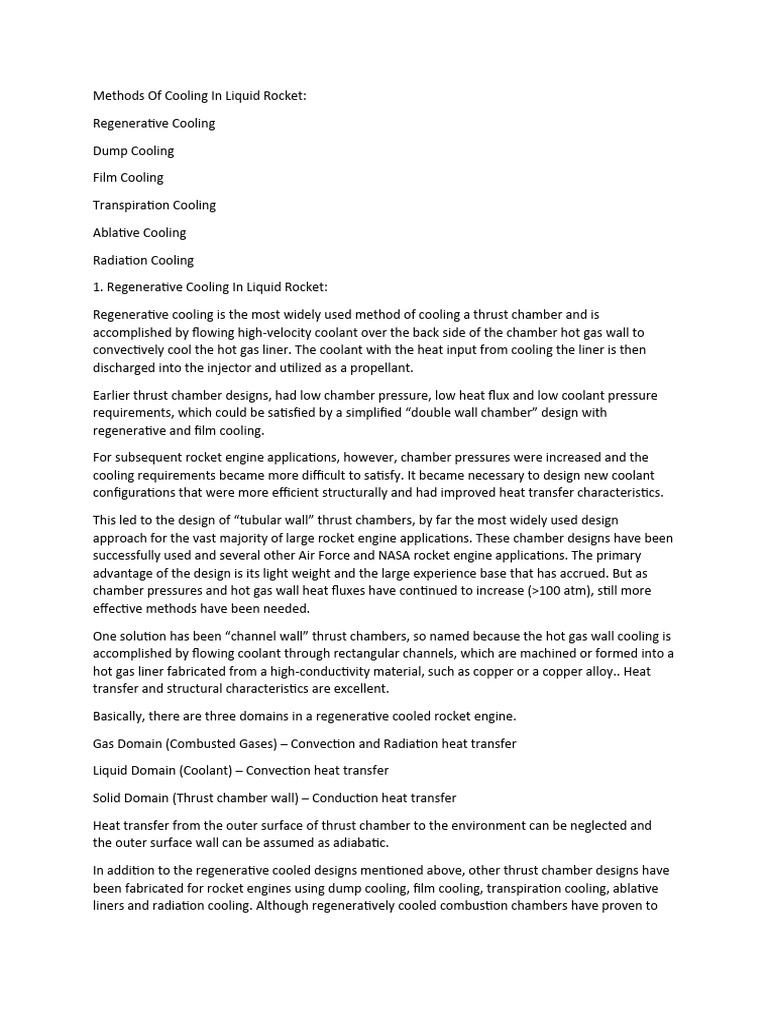 Methods of Cooling in Liquid Rocket | PDF | Rocket Engine | Rocket ...