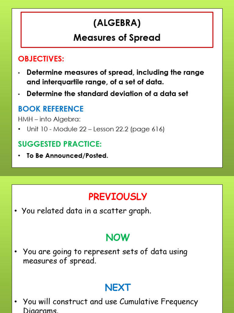 4 - Gr9 - Alg - Measures - of - Spread | PDF | Quartile | Statistics