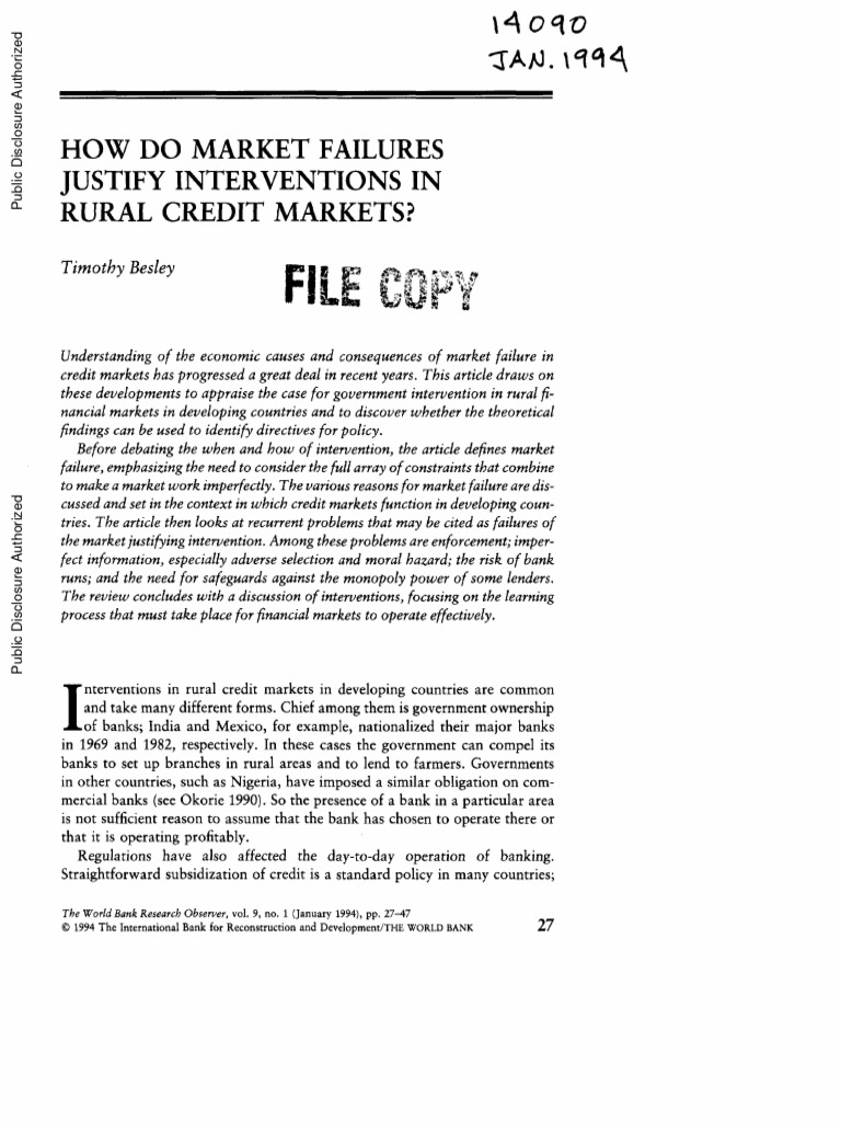 (Done) How Do Market Failures Justify Interventions in Rural Credit ...