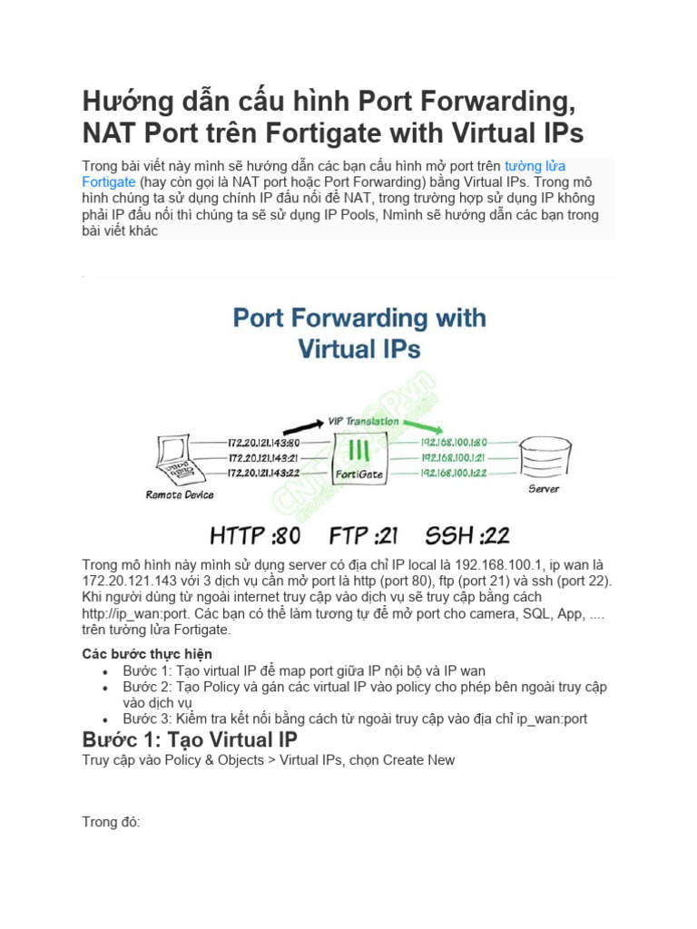Hướng dẫn cấu hình Port Forwarding | PDF