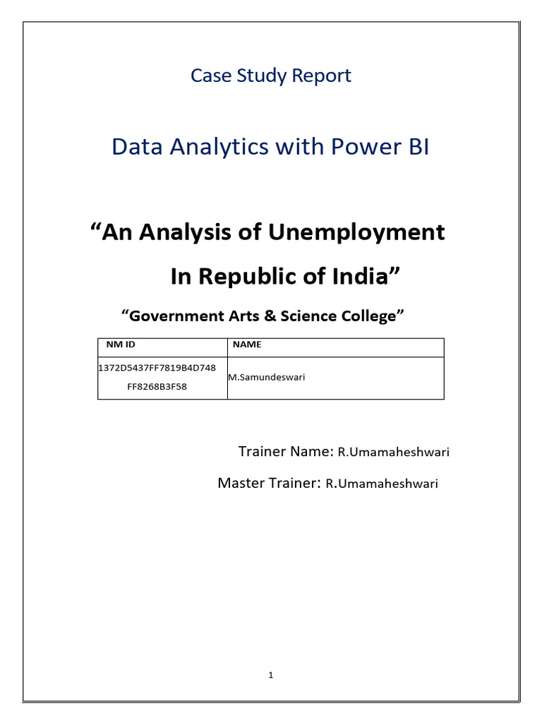 Case Study Report 1 | PDF | Unemployment | Policy
