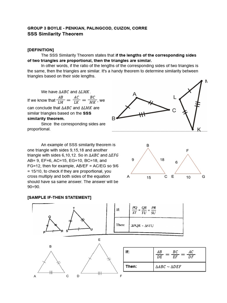 SSS Similarity Theorem Explained | PDF | Triangle | Euclid