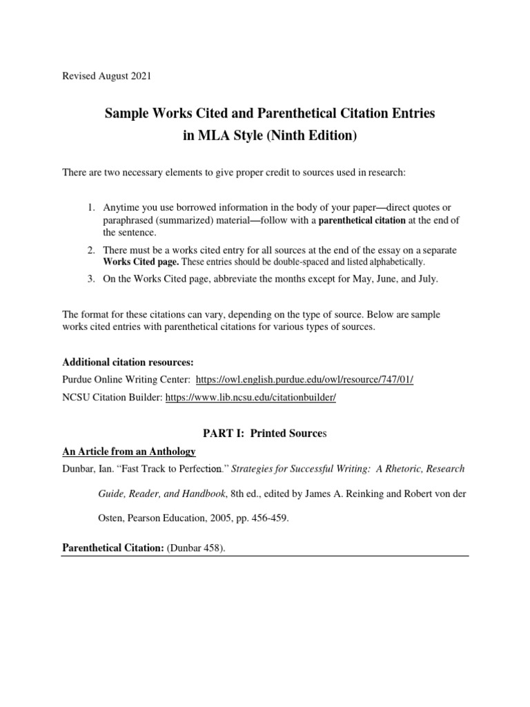 MLA Formatting Guide Fall 2021 | PDF | Citation | Publishing