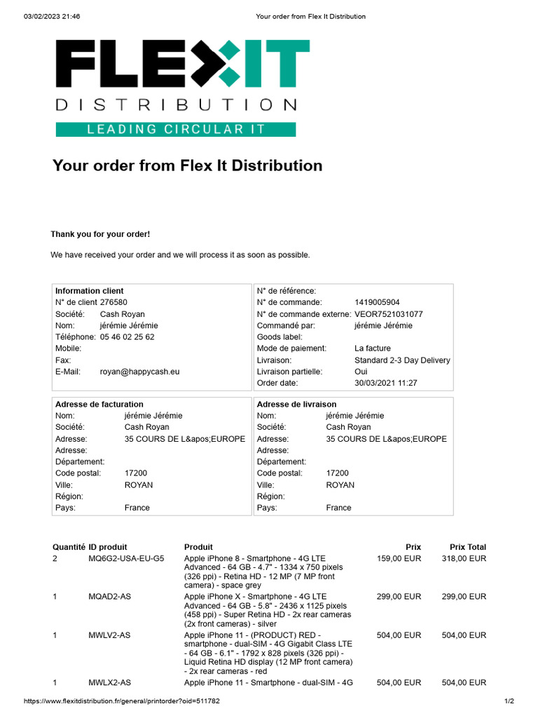 Flex IT Order: iPhones Purchase Summary | PDF | I Phone | Apple Inc.