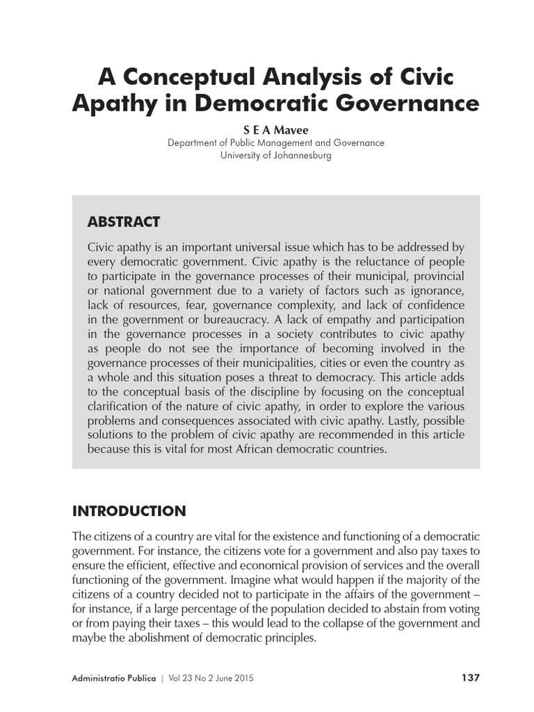 Understanding Civic Apathy in Democracy | PDF | Governance | Democracy
