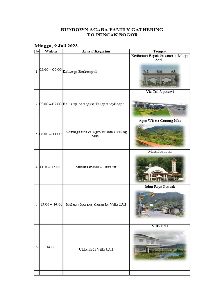 Rundown Acara Family Gathering | PDF