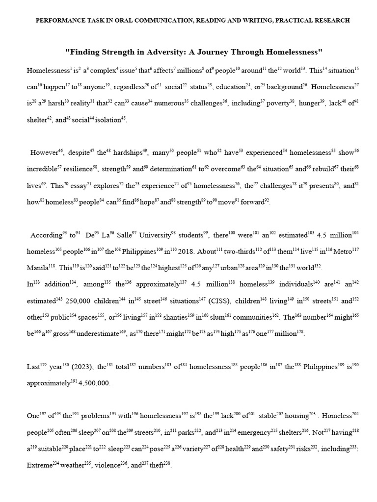 A Journey Through Homelessness ESSAY | PDF