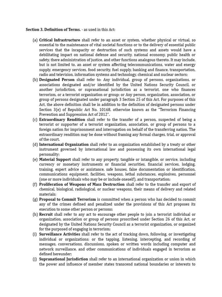Section 3. Definition of Terms. - As Used in This Act | PDF | Weapons Of Mass Destruction ...