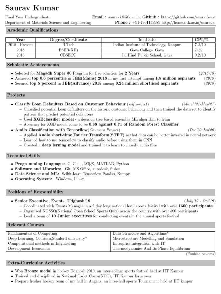 Saurav Resume | PDF | Deep Learning | Computing