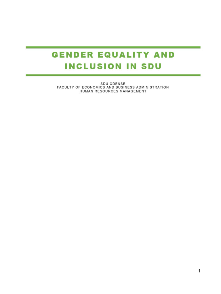 Gender Equality and Inclusion in Sdu | PDF