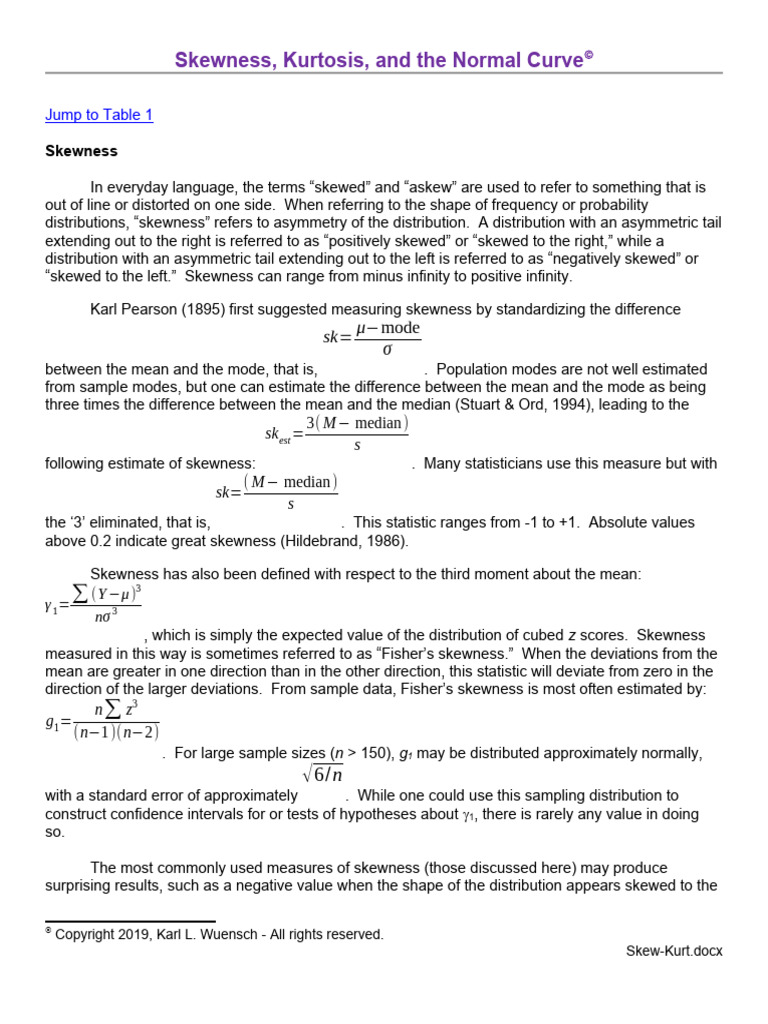 Skew Kurt | PDF | Skewness | Mode (Statistics)