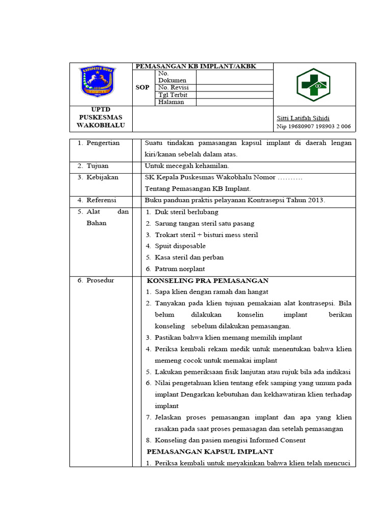Sop KB Implant | PDF