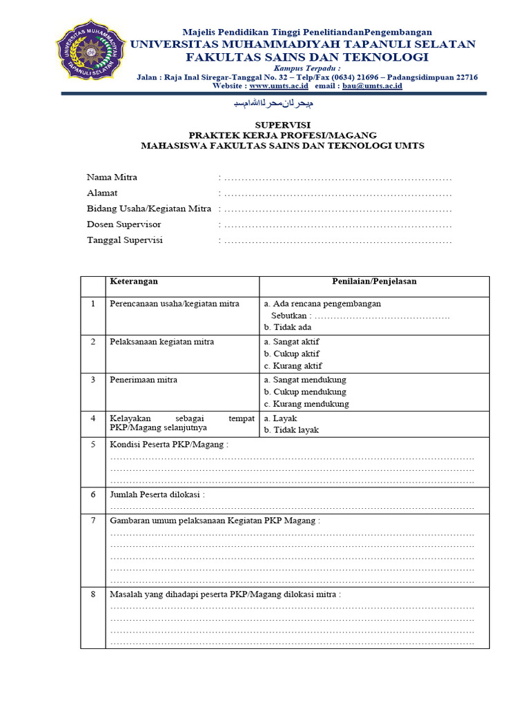 Lampiran 7 Form Supervisi | PDF