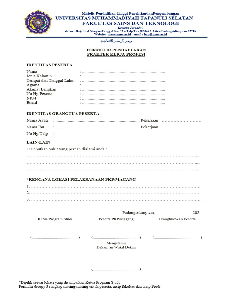 Lampiran 1 Formulir Pendaftaran PKP | PDF