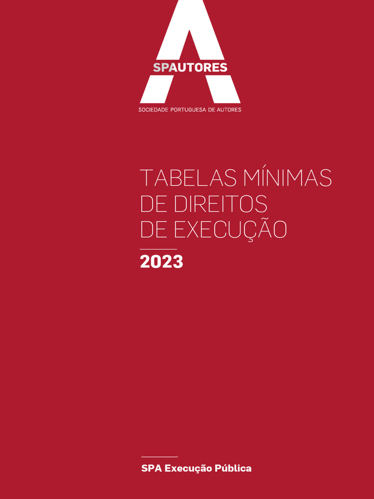Tabela SPA Execucao Publica 2023 | PDF | Direitos Autorais