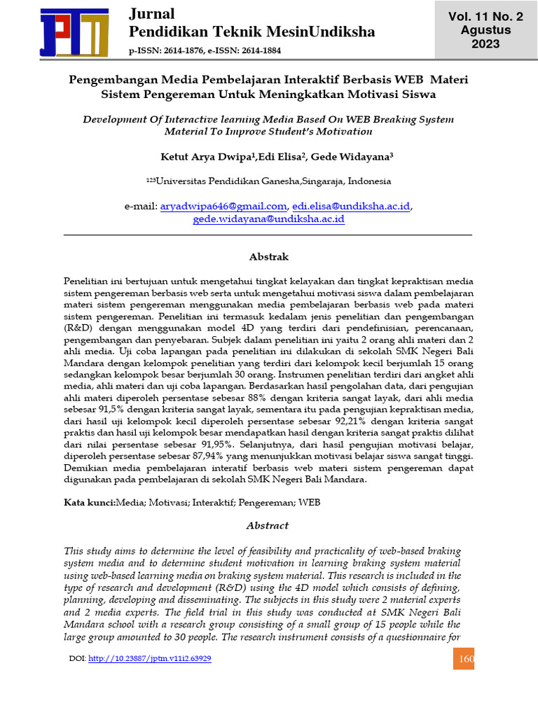 Pengembangan Media Pembelajaran Interaktif Berbasis WEB Materi Sistem Pengereman Untuk ...