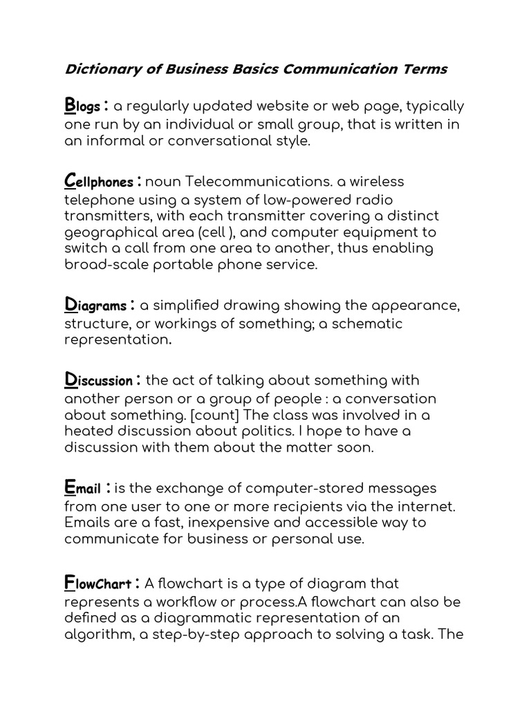 Dictionary of Business Basics Communication Terms | PDF | Art