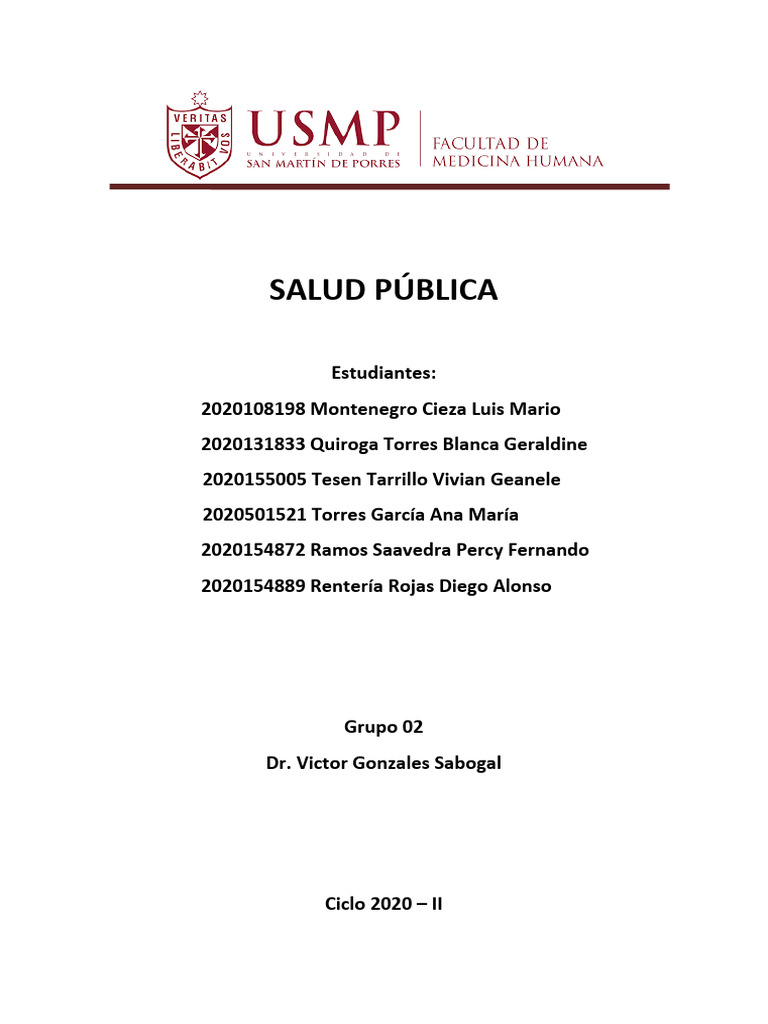 INFORME S1 - grupo 02 SP | PDF | Salud pública | Estado (política)