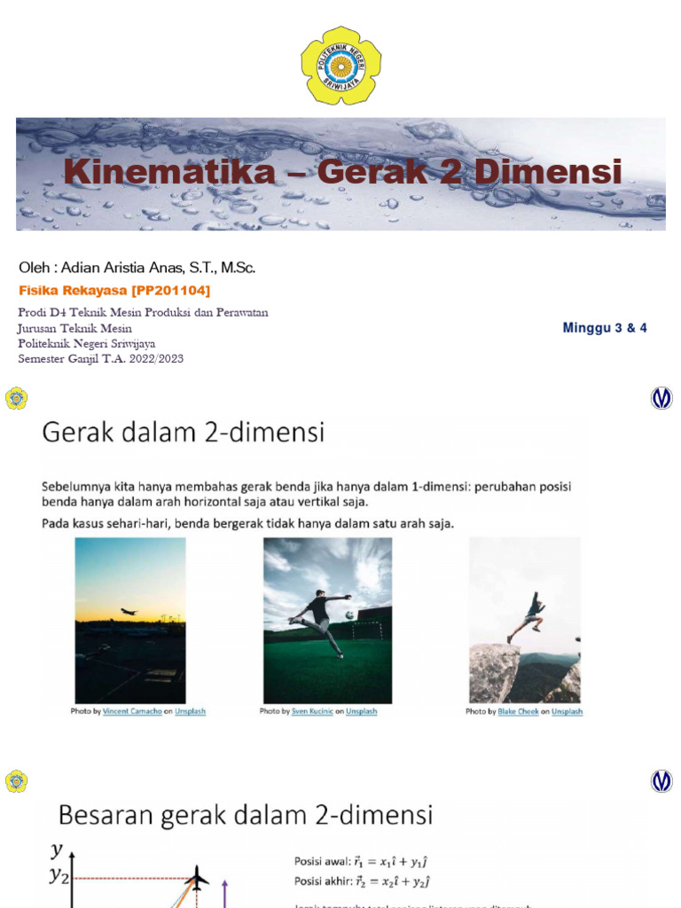Minggu 3-4 - Kinematika-Gerak 2d - Fs 2 | PDF | Metode & Bahan Ajar | Teknologi & Rekayasa