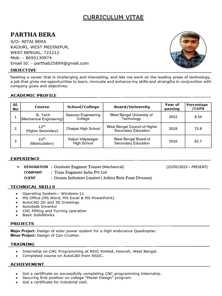 CV - Partha Bera | PDF