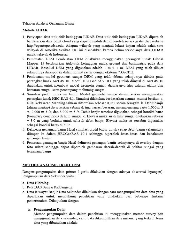 Tahapan Analisis Genangan Banjir | PDF | Sains & Matematika | Teknologi & Rekayasa