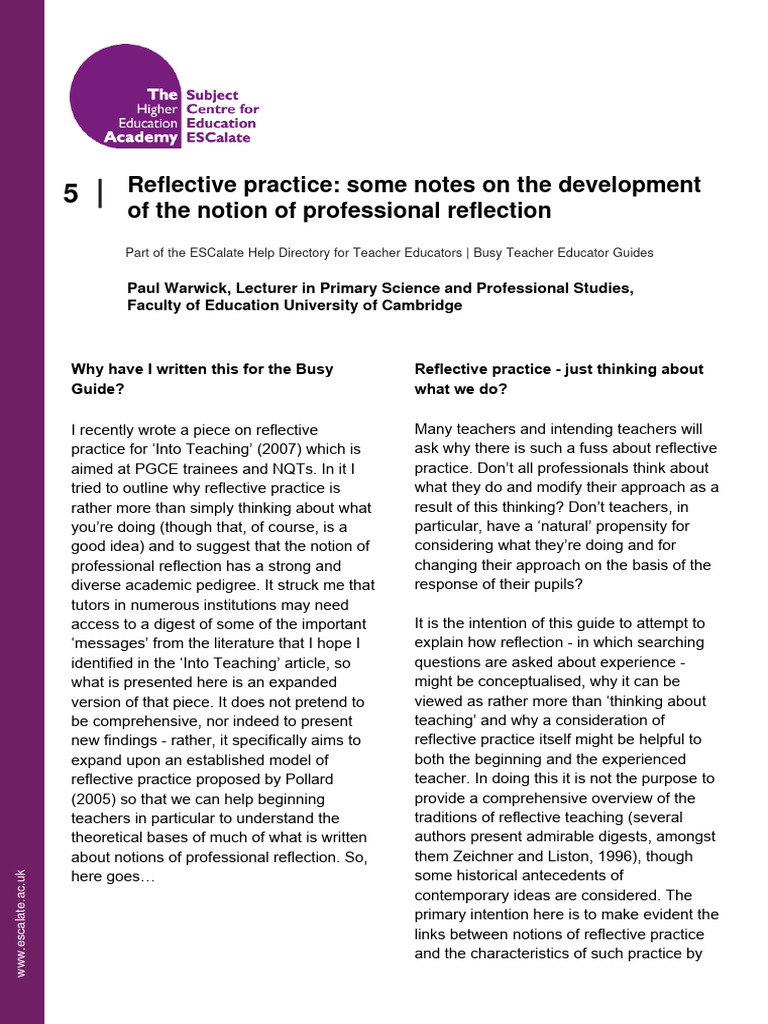 Reflective Practice Material | PDF | Reflective Practice | John Dewey