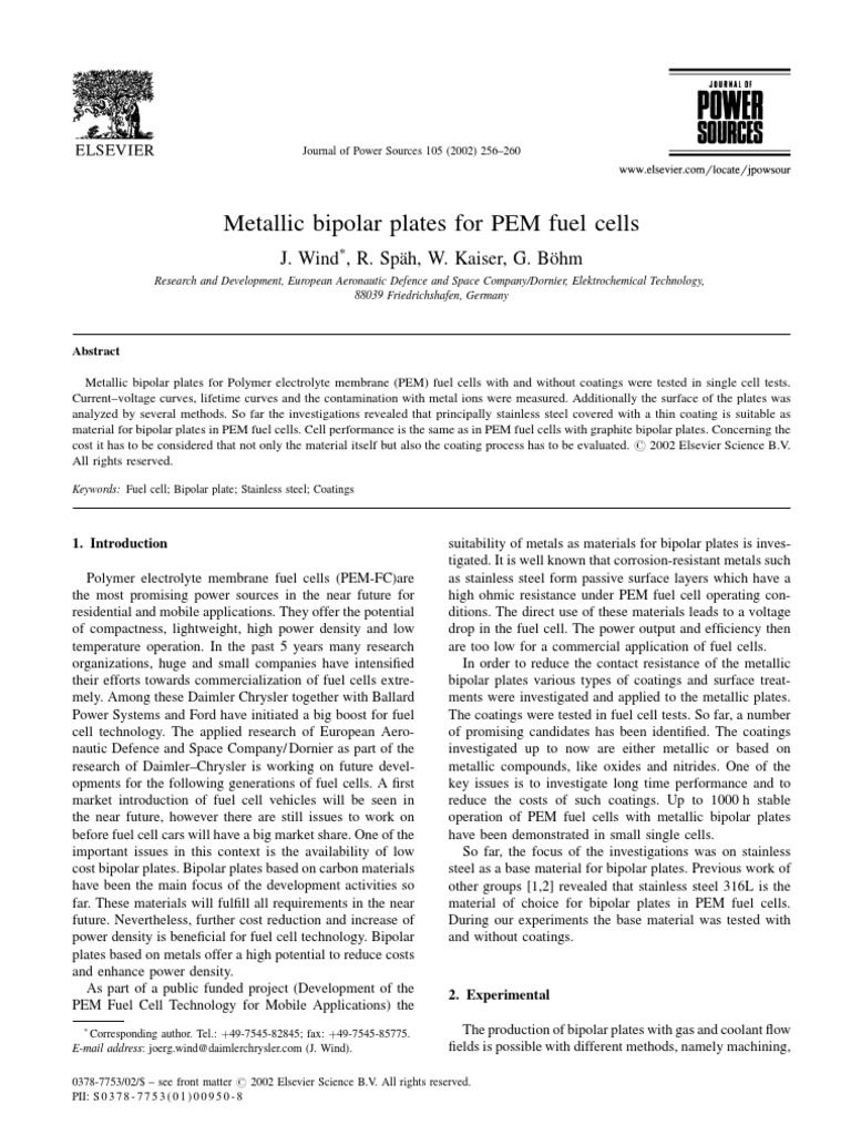 Metallic Bipolar Plates For PEM Fuel Cells 02 | PDF | Fuel Cell ...