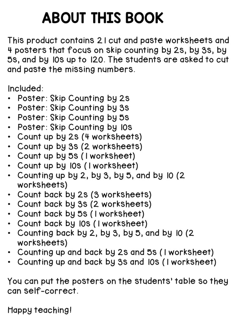 Skip Counting Worksheets and Posters | PDF