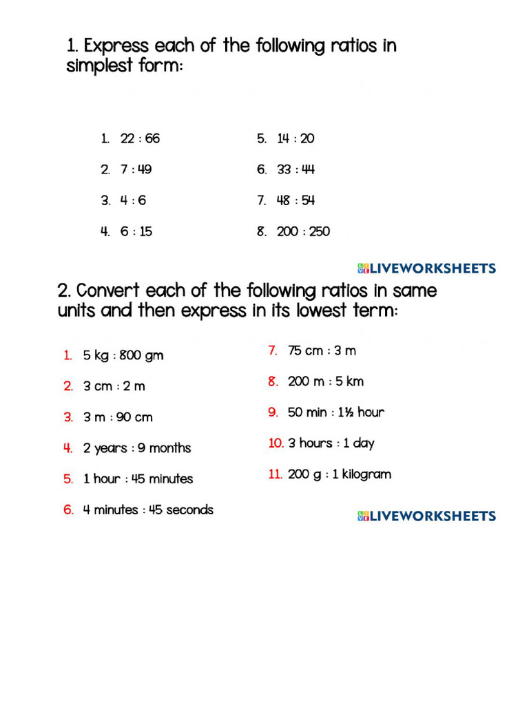 Ratio in Simplest Form | PDF