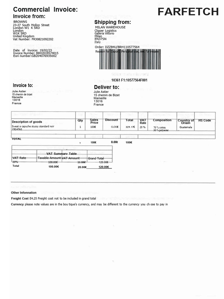 Farfetch | PDF | Invoice | Payments